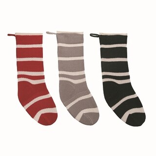 Transpac Polyester Multicolor Christmas Plush Striped Stocking Set of 3 ...