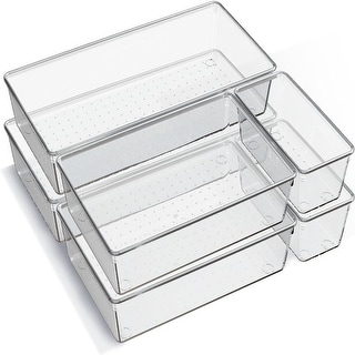 6 Pack Large Clear Plastic Drawer Organizer Trays - Bed Bath & Beyond ...