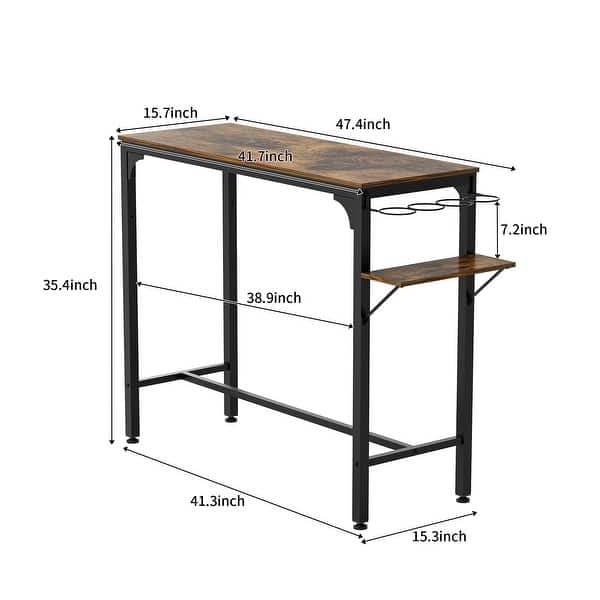 Wood Top Metal Base side table Industrial Bar Table with two chair ...