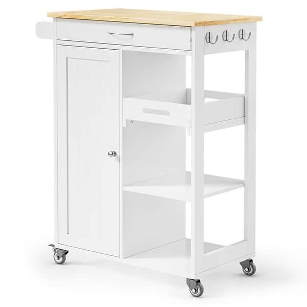 Kitchen Trolley Rolling Island Cart with 1 Drawer, Storage Cabinet and ...