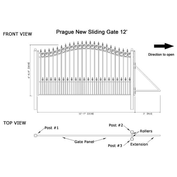 ALEKO Steel Single Sliding 12 ft Driveway Gate Prague Style Black - Bed ...