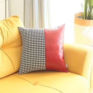 Houndstooth Divided Red Faux Leather Throw Pillow - Bed Bath & Beyond ...