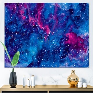 Designart "Blue Universe Space Storm II" Abstract Canvas Art Print ...