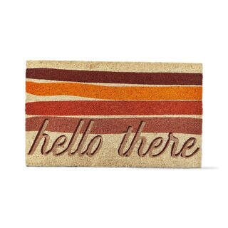 1'6"x2'6" Hello There Sentiment Stripes Rectangle Indoor Outdoor Coir ...