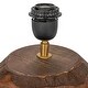 Reclaimed Wood Table Lamp with Printed Cotton Chambray Shade - 10.0"L x ...