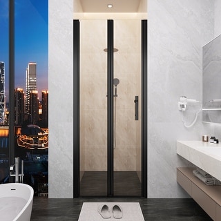 QuivaraView Double Foldable Fameless Tempered Glass Bi-fold Shower Door ...