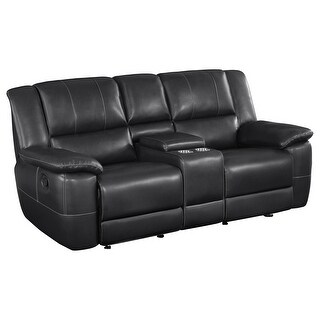 Lee Black Glider Motion Loveseat with Colsole - Bed Bath & Beyond ...