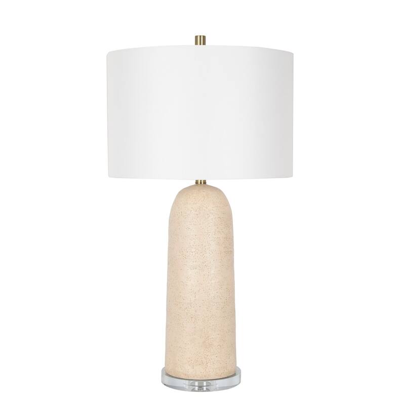 Polyresin 32" Table Lamp with Linen Shade, Yellowish Brown (Set of 2 ...