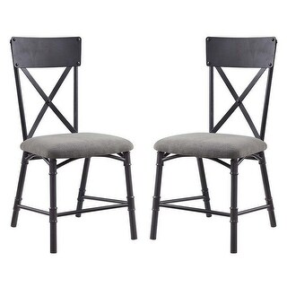21 Inch Metal Dining Side Chair, Fabric Seat, X Back, Set of 2 - 18L x ...