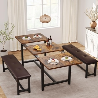 Dining Table,3 Piece Large Extendable Kitchen Table Set for 6 - Bed ...