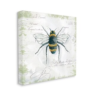 Stupell Quaint Honey Bee Insect over Vintage Postal Card Canvas Wall ...
