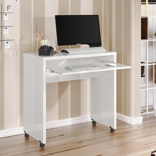 Boahaus Kyoto Mobile Computer Desk, White, Keyboard Tray - Bed Bath ...