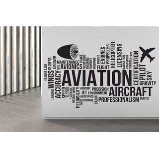 Aviation Vinyl Airplane Wall Decal, Aviation School Words, wings Decal ...