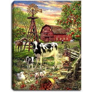 8" Red and White Old Country Farm LED Lighted Canvas Tabletop Decor ...