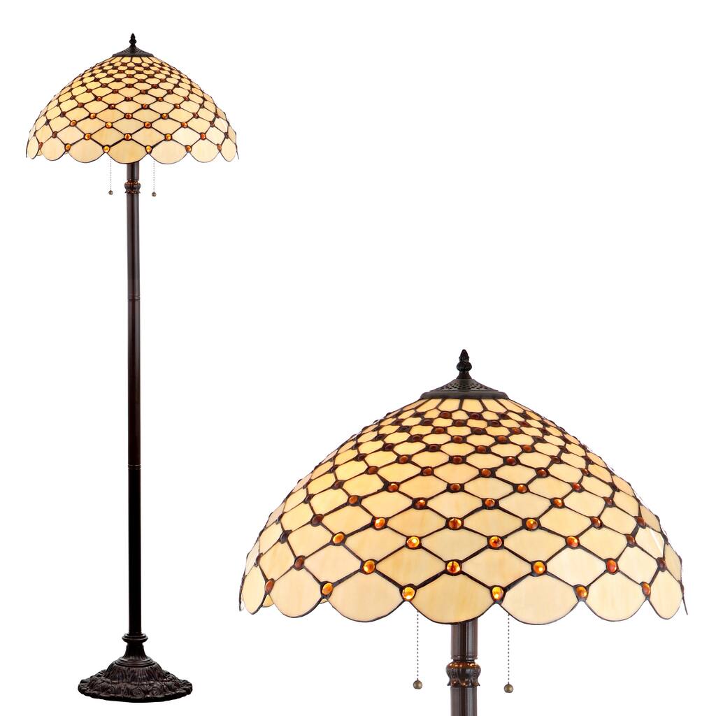JONATHAN Y Lee Tiffany-Style 62" LED Floor Lamp, Bronze - 62" H x 20" W ...