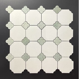 Thassos White With Ming Green Clover Novelty Marble Mosaic Tile - Case ...