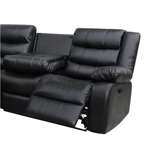 Titanic Furniture Venus Manual Reclining Black Faux Leather Sectional ...