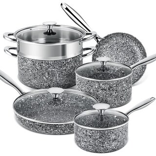 Pots and Pans Set 22 Piece, Nonstick Kitchen Cookware Sets with Stone ...