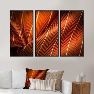 Designart "Ruby Red Fabric With Gold Line II" Patterned Framed Artwork ...