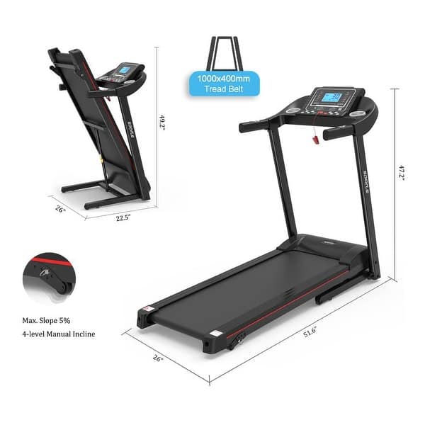 5" LCD Screen Home Foldable Treadmill with Incline, Fitshow App - Bed ...