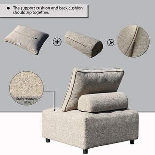 Outdoor Modular Sofa With Support Cushion and Back Cushion Cover ...