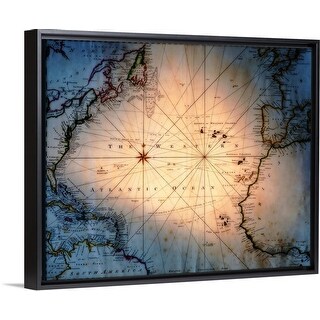 "Antique world map" Black Float Frame Canvas Art - Bed Bath & Beyond ...