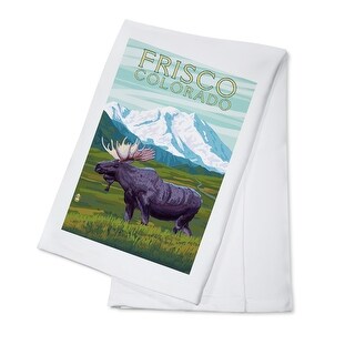 Frisco CO - Moose & Snowy Mountain - LP Artwork (100% Cotton Towel ...