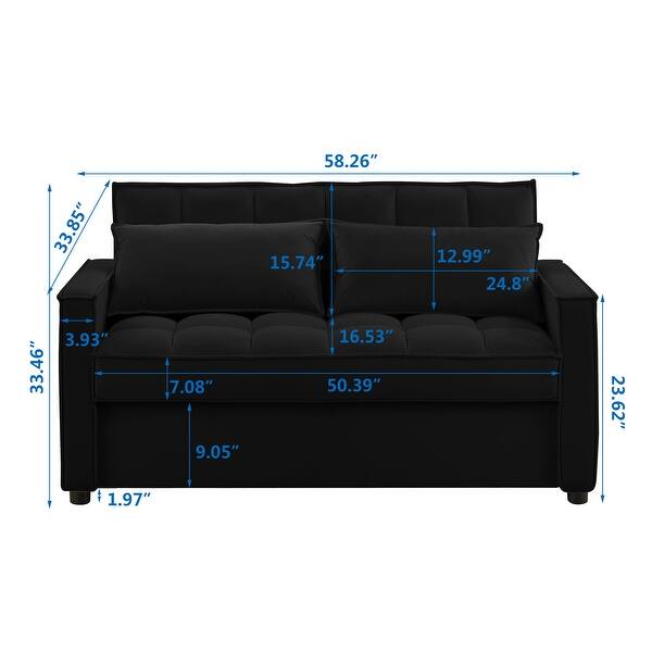 Square Arm Two-Person Sofa Bed - Convertible Sleeper Couch with ...