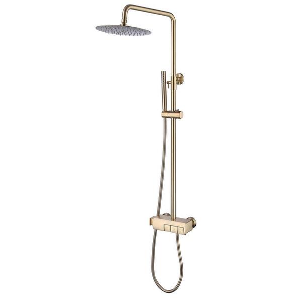ZEAFIVE Shower System Gold Wall Mounted Stainless Steel Rain Shower ...