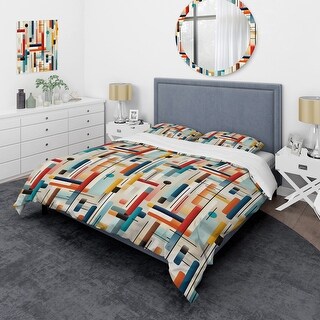 Designart "Contemporary Lines II" Modern Bedding Set With Shams - Bed ...