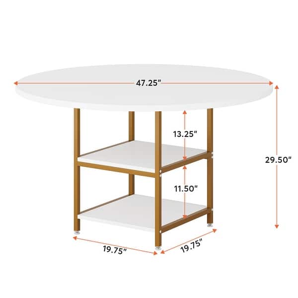 Kitchen Table Dining Table for 4 with Storage Shelf Metal Legs Wood ...