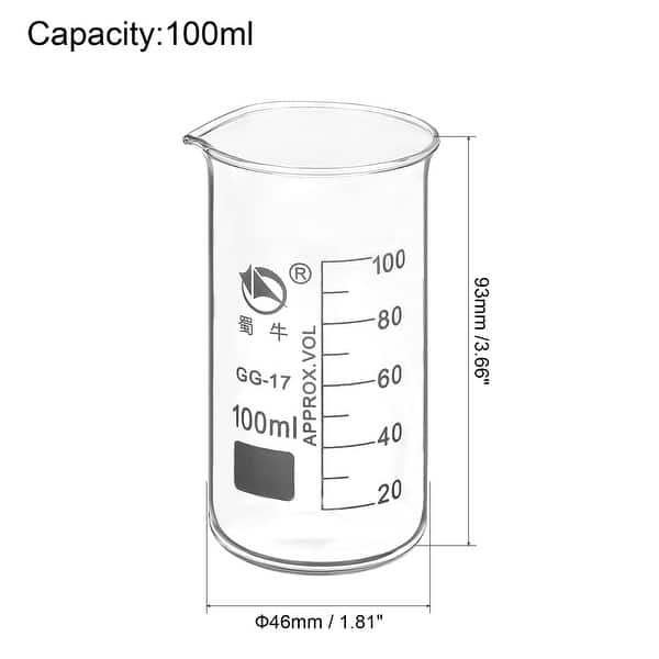 2pcs 100ml Tall Form Glass Beaker 3.3 Borosilicate Lab Measuring Cups ...