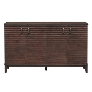 Retro Striped Espresso Sideboard w/ Adjustable Shelves & Metal Handles ...