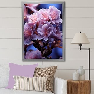 Designart "Rhododendronpop Art Neon Garden Hues I" Rhododendron Framed ...