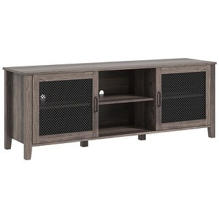 Industrial Style TV Cabinet for 65" TVs with Mesh Doors - Bed Bath ...