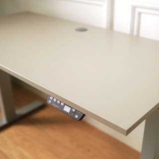 Wood and Metal Electric Height Adjustable Motion Desk in Light Gray ...