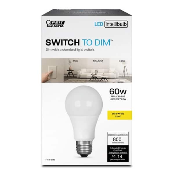 Feit Electric A800/3DIM/LEDI IntelliBulb Switch To Dim A19 LED Bulb, 9 ... Feit Electric A800/3DIM/LEDI IntelliBulb Switch To Dim A19 LED Bulb, 9 ...