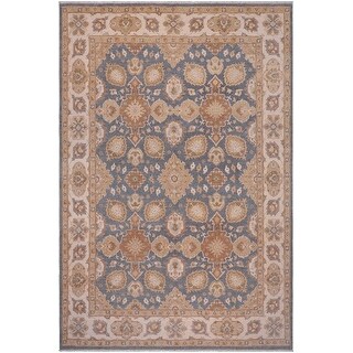 Chic Ziegler Danial Bluish Gray Beige Hand-Knotted Wool Rug - 8 ft. 10 ...