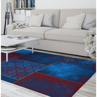 ECLECTIC BOHEMIAN PATCHWORK BLUE and RED Area Rug by Kavka Designs ...