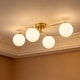 4-Light 31.89" Linear Sputnik Globe Ceiling Light Frosted Opal Glass ...