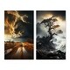 Designart "Raging Tempest Storm" Storms Wall Art Set Of 2 Grey ...