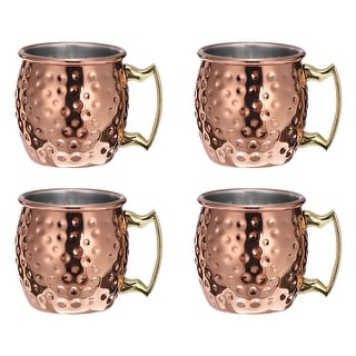 Copper Mugs 60ml/2 OZ Mini Hammered Cocktail Mugs, 4Pcs Rose Gold ...