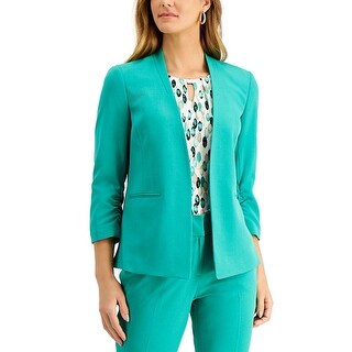 Kasper Women's Open Front Ruched Sleeve Jacket Green Size X-Large - Bed ...