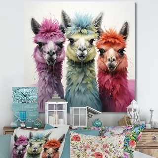 Designart "Cheerful Llama Family Portrait III" Parrot Wall Decor ...
