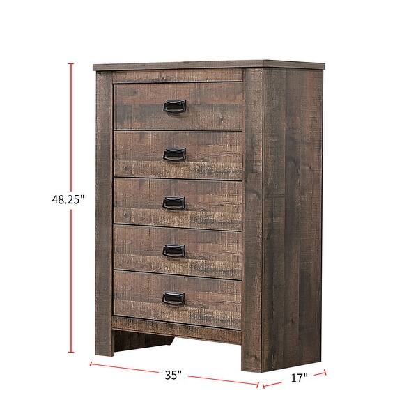 5 Drawers Chest in Weathered Oak - Bed Bath & Beyond - 34936343