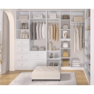 HOMLUX 33"W x 14"D x 46"H Double Hanging Unit in White - Bed Bath ...