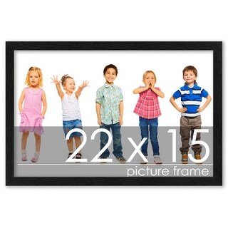 22x15 Traditional Black Complete Wood Picture Frame with UV Acrylic ...