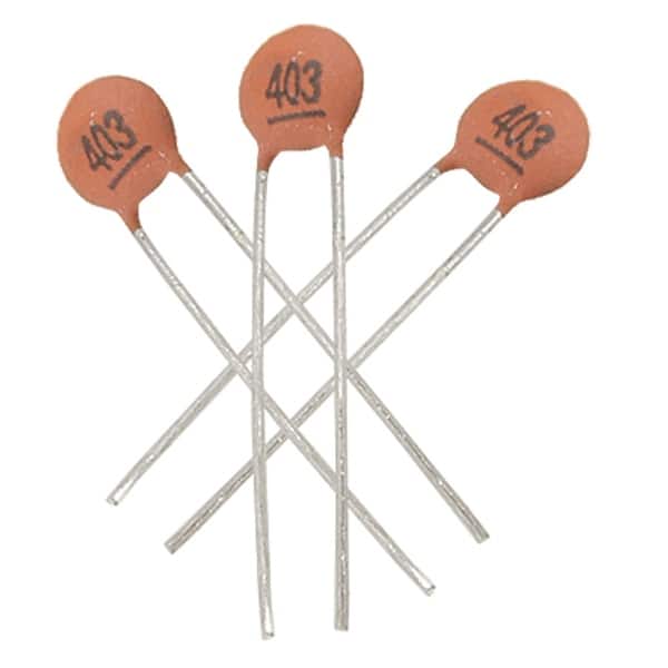 100 x 0.04uF DC5OV DIP Radial Lead Ceramic Disc Capacitors - Brown - 3. ...