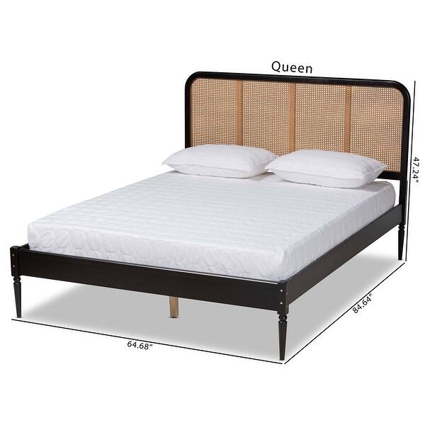 Elston Mid-Century Modern Synthetic Rattan Wood Platform Bed -Charcoal ...