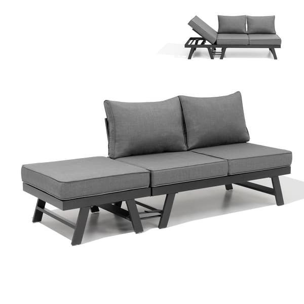 Patio Convertible Couch Sofa Bed with Adjustable Backrest, Outdoor ...